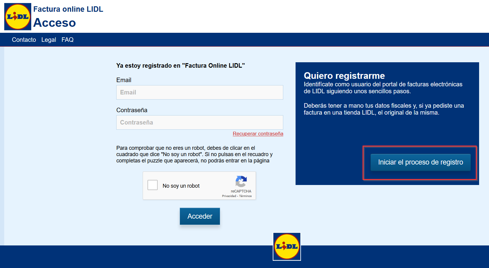 ¿Cómo puedo registrarme en vuestro portal de Factura Online?